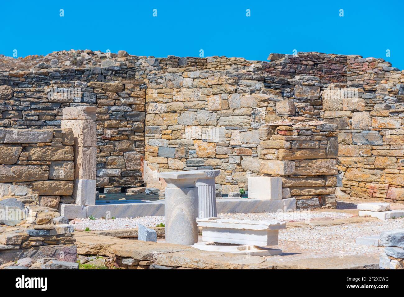 Ancient ruins at Delos island in Greece Stock Photo - Alamy