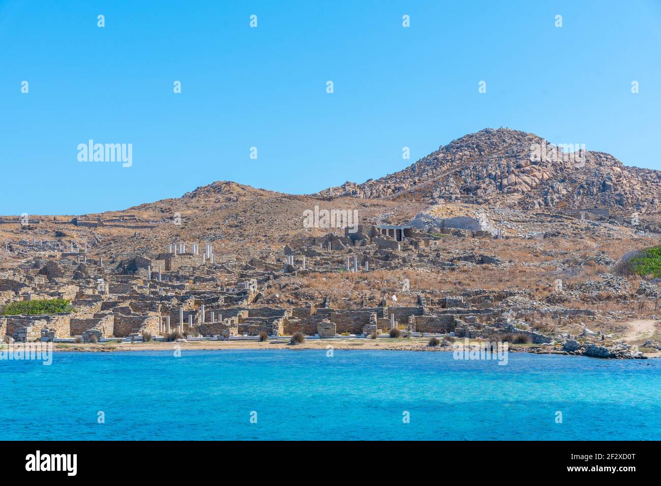 Panorama view of ancient ruins at Delos island in Greece Stock Photo ...