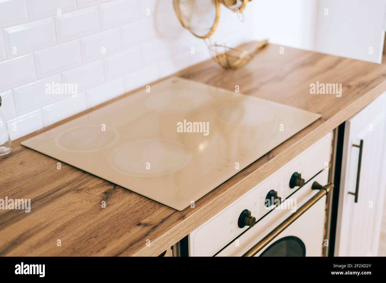 Electric stove for cooking in the kitchen, close-up. Modern kitchen ...