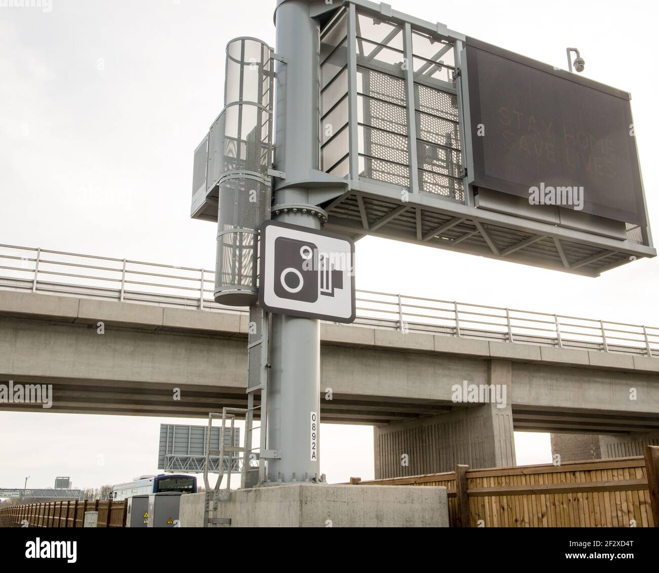 Overhead display sign along with speed camera warning sign on newly ...