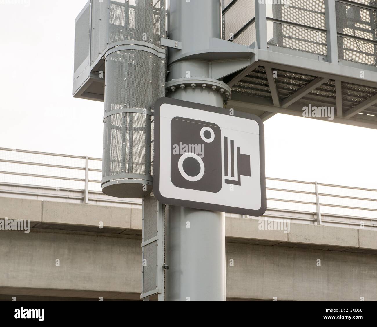 Overhead display sign along with speed camera warning sign on newly ...