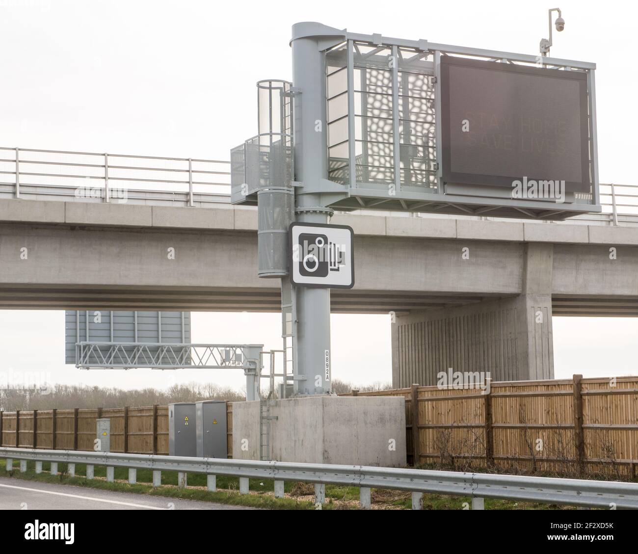 Overhead display sign along with speed camera warning sign on newly ...
