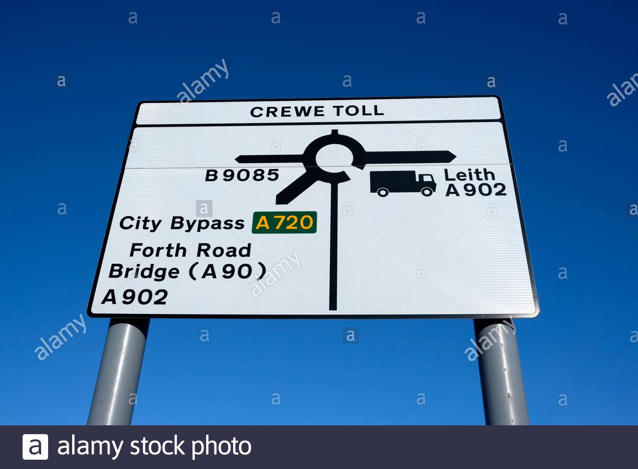 Crewe Toll roundabout road sign, Edinburgh, Scotland Stock Photo - Alamy