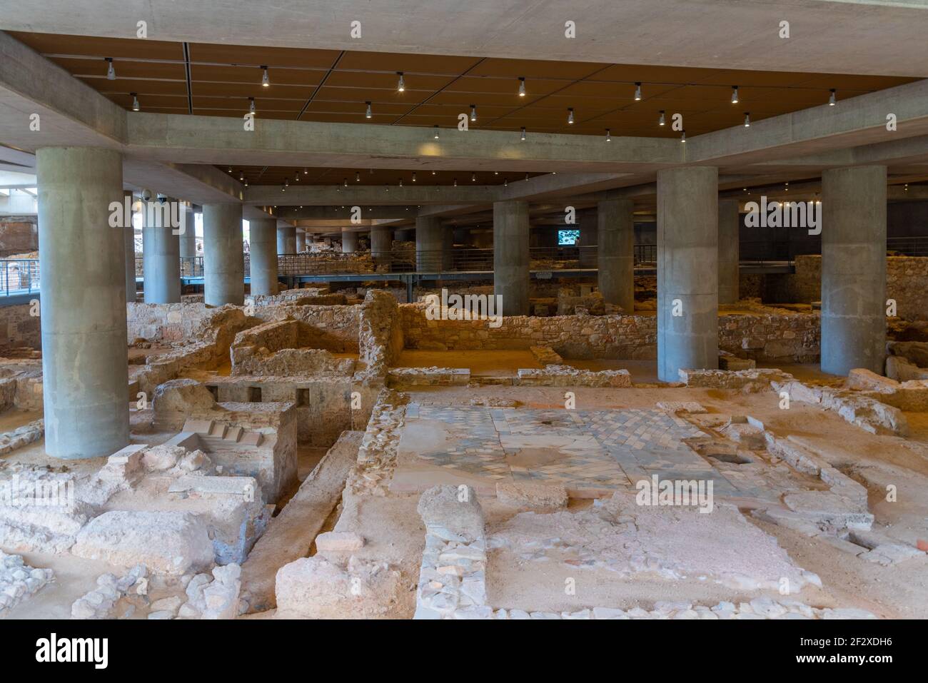 Ancient ruins under the Acropolis museum in Athens, Greece Stock Photo ...