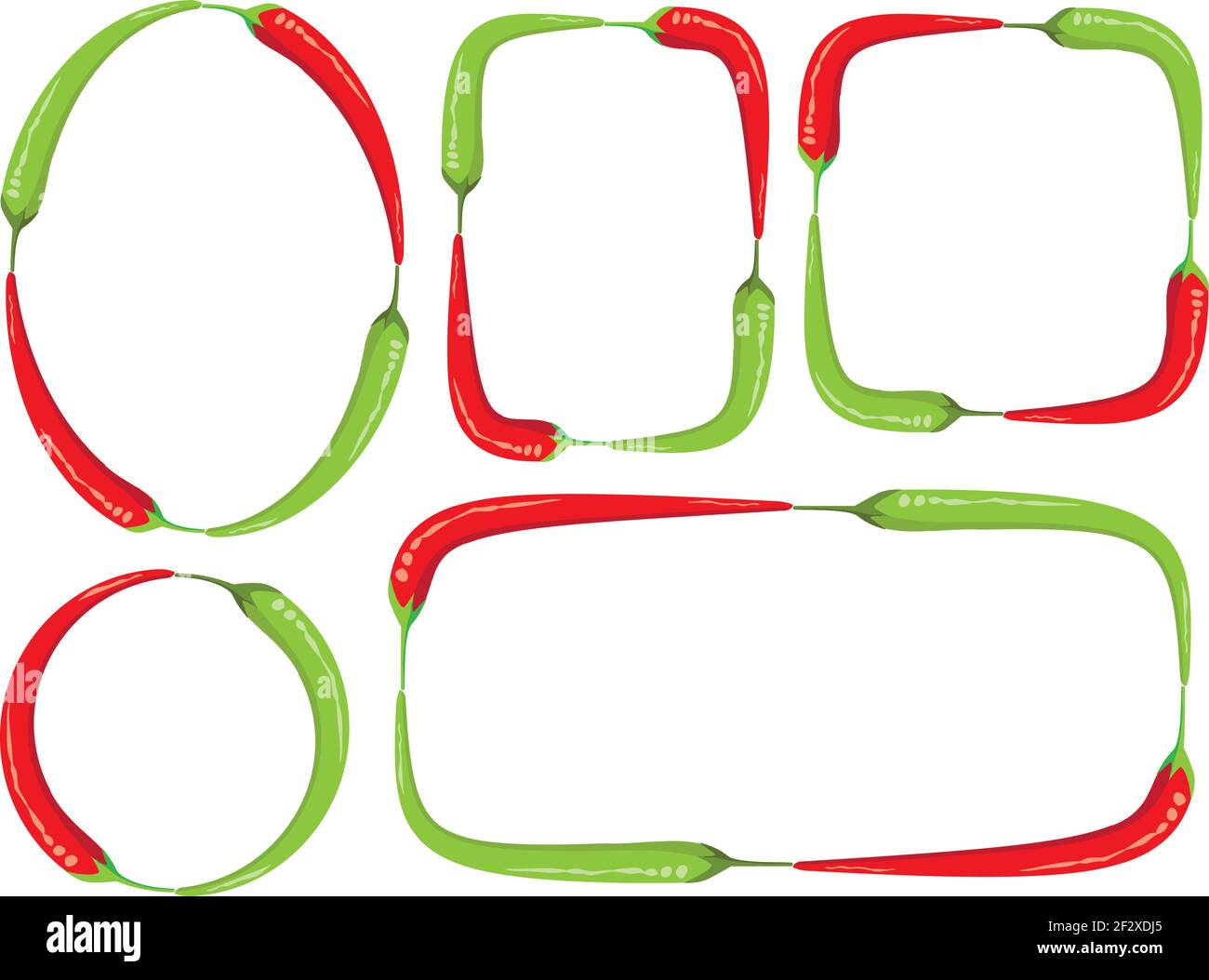vector red chili and green chili border frame set Stock Vector Image ...