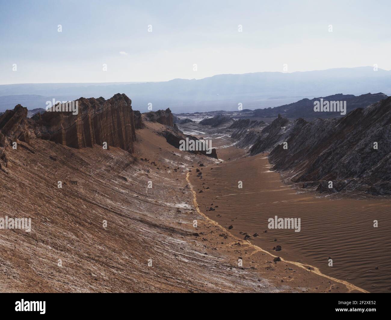 Landscape panorama view of rock formations in Valley of the moon Valle ...
