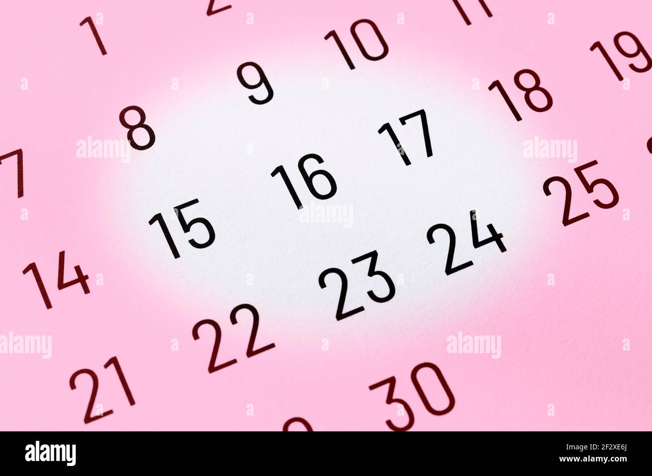 Close up of monthly calendar with several numbers in evidence Stock ...