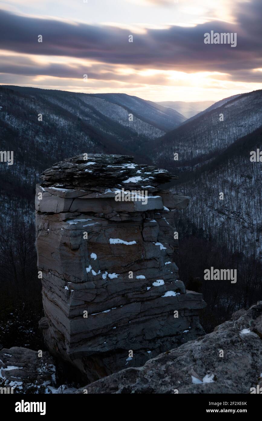 The unique rock column of Lindy Point overlooking the Blackwater Canyon ...