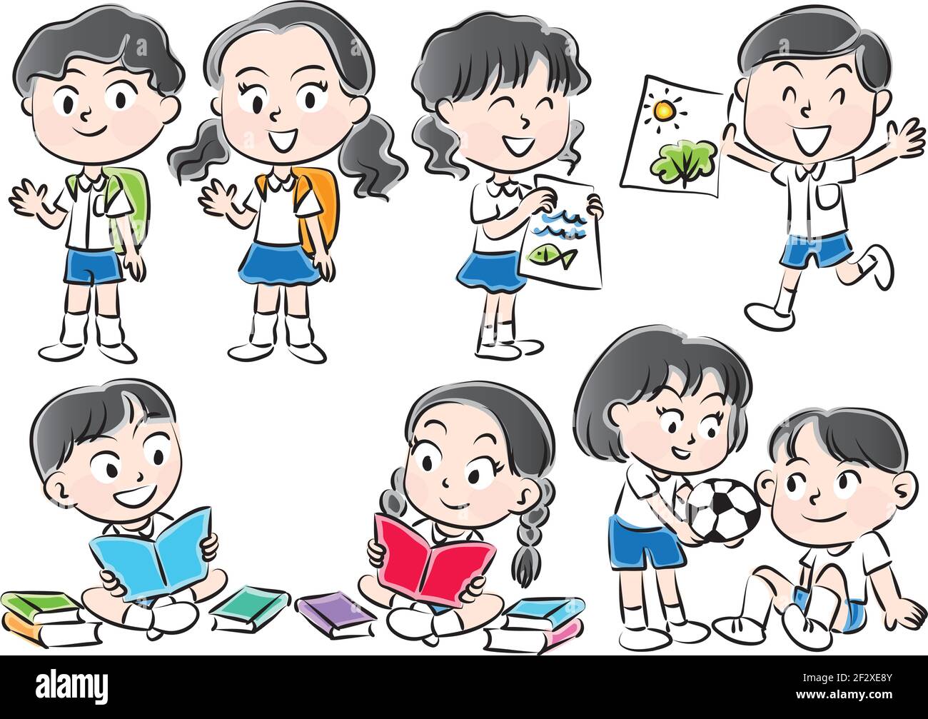 vector cartoon school boy and girl Stock Vector Image & Art - Alamy