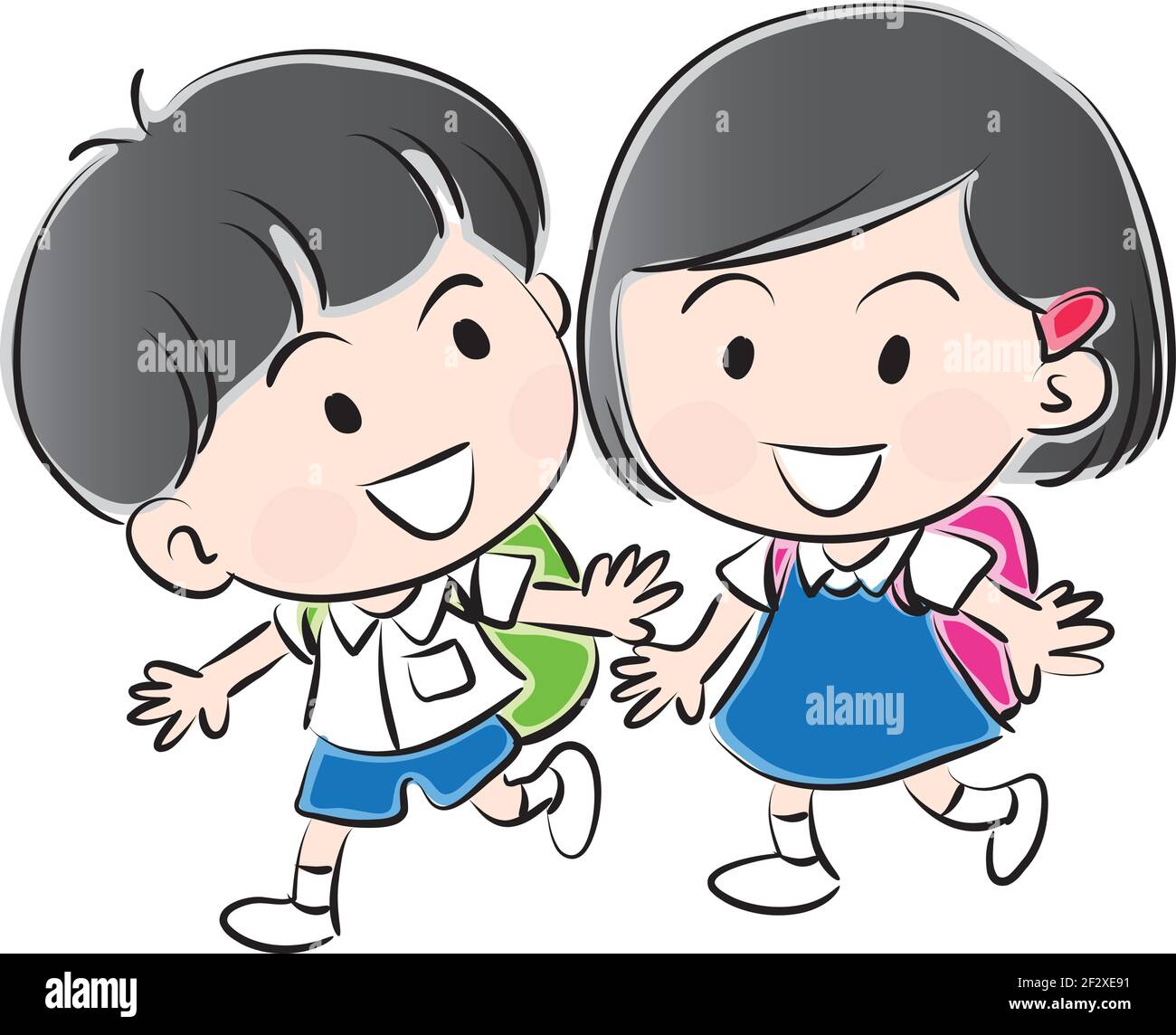 vector cartoon school boy and girl go to school Stock Vector Image ... vector cartoon school boy and girl go to school Stock Vector Image ...