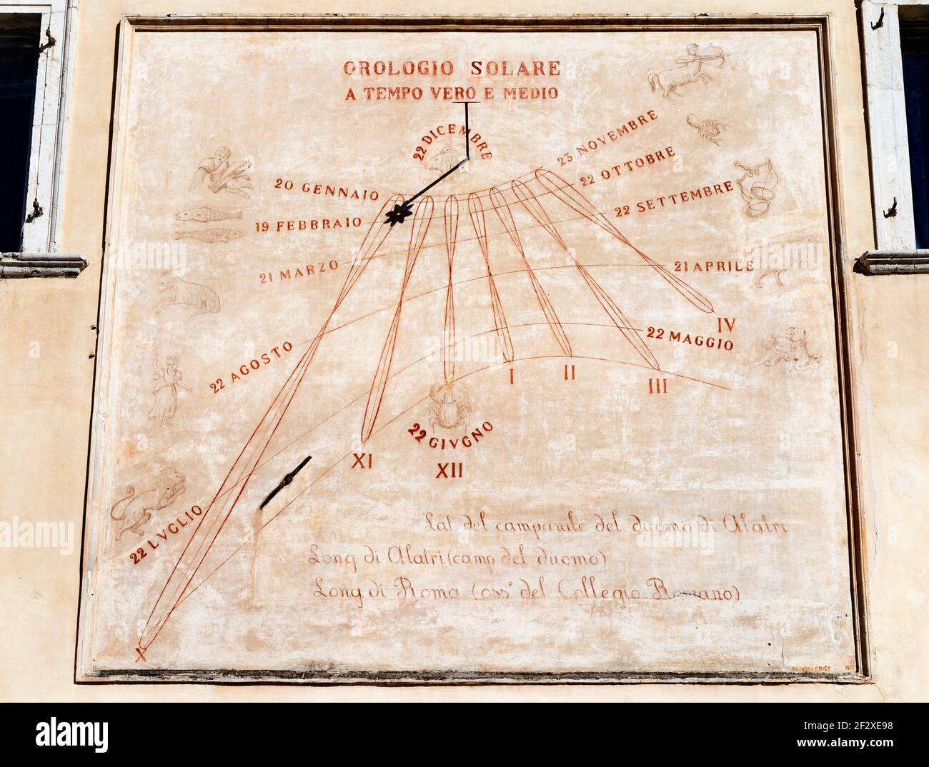 Beautiful sundial on Palace Conti-Gentili in Alatri Stock Photo - Alamy
