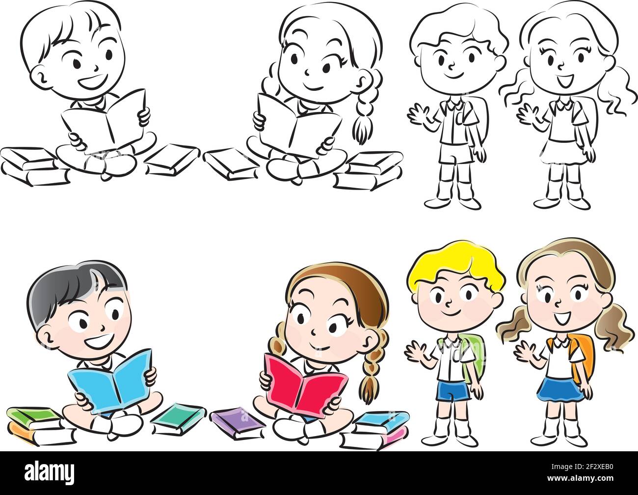 Boy reading book school Stock Vector Images - Alamy