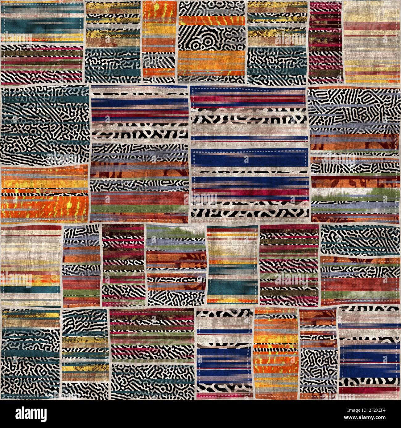 Seamless patchwork collage mix quilt pattern print Stock Photo - Alamy