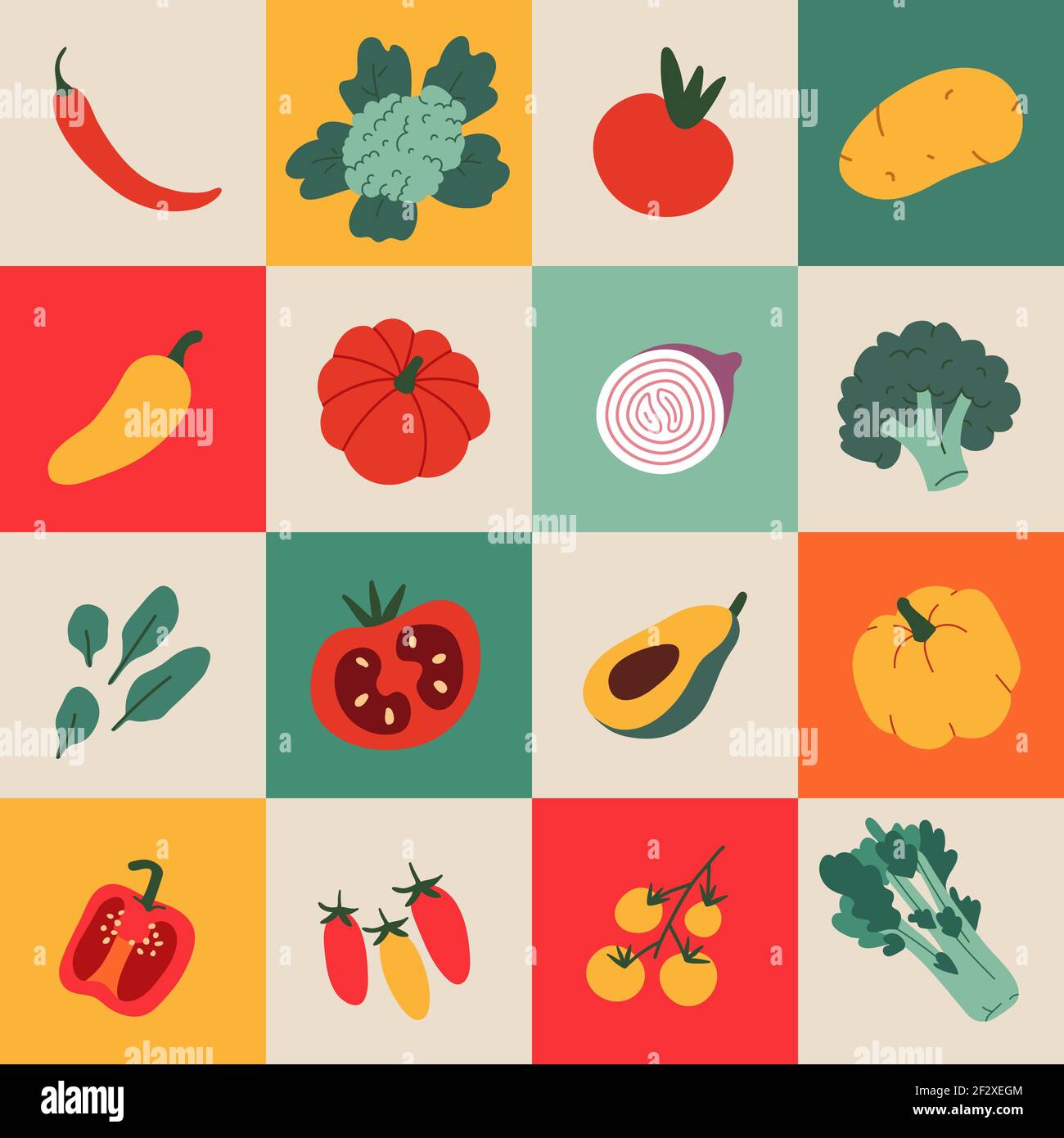 Vegetables, organic food poster with hand drawn doodle cartoon ...