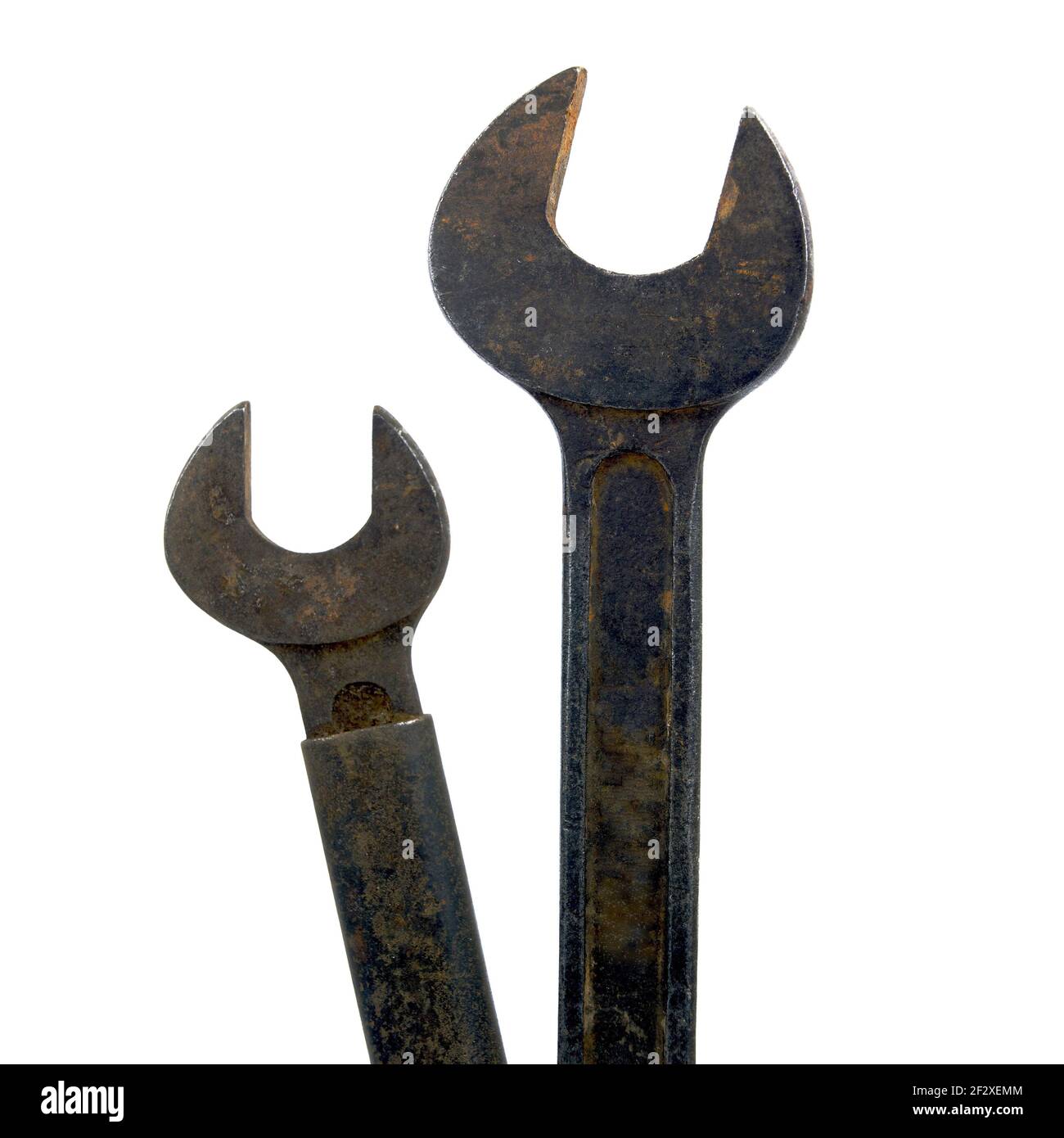 The two rusty wrenches isolated on a white background Stock Photo - Alamy