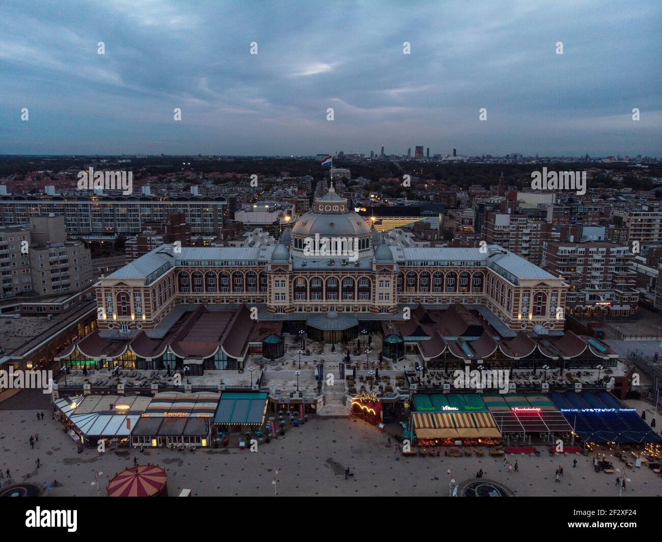 Aerial panorama view of old historic seaside building Kurhaus of ...