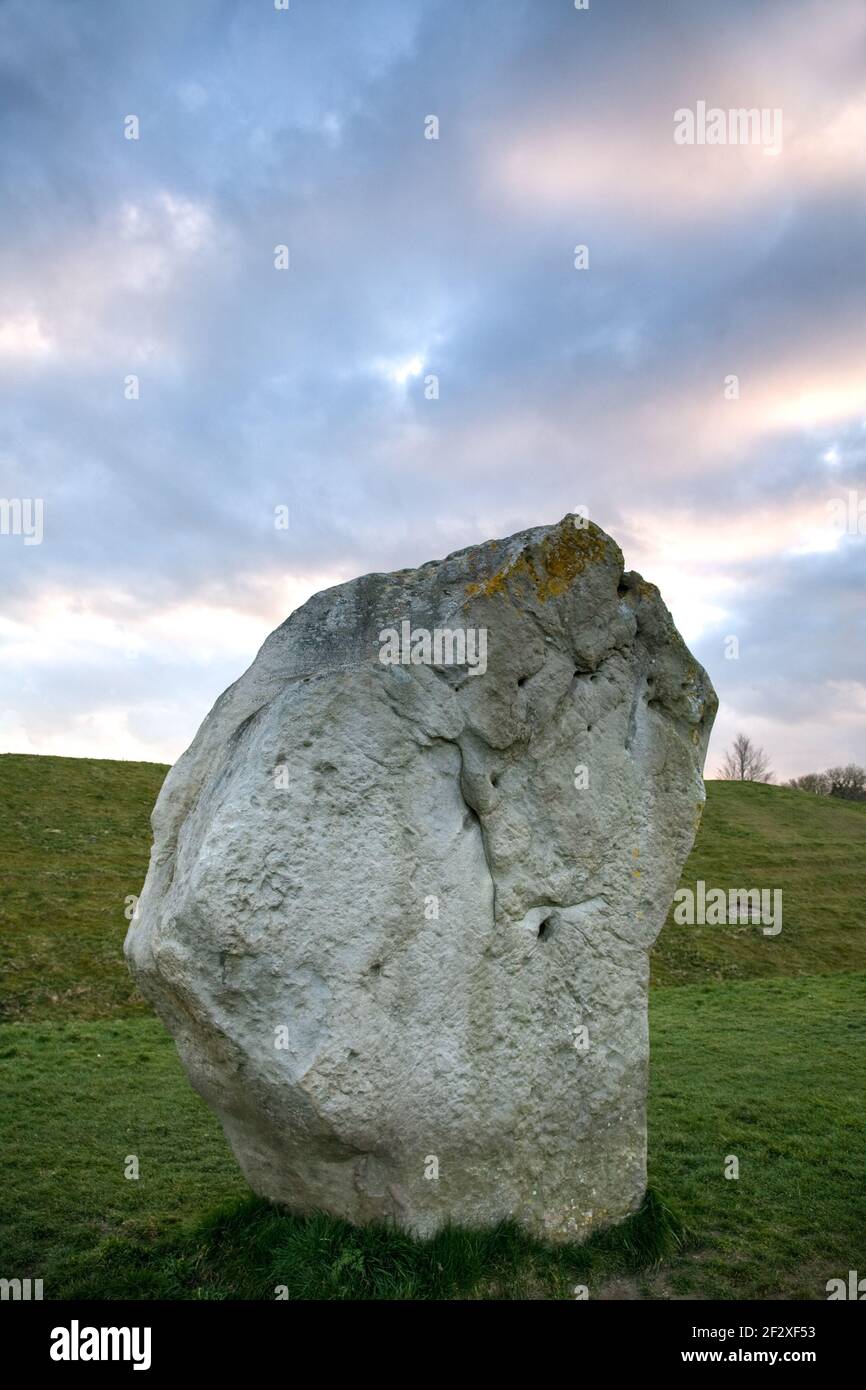 standing stone from the prehistoric henge at Avebury, Wiltshire, UK ...