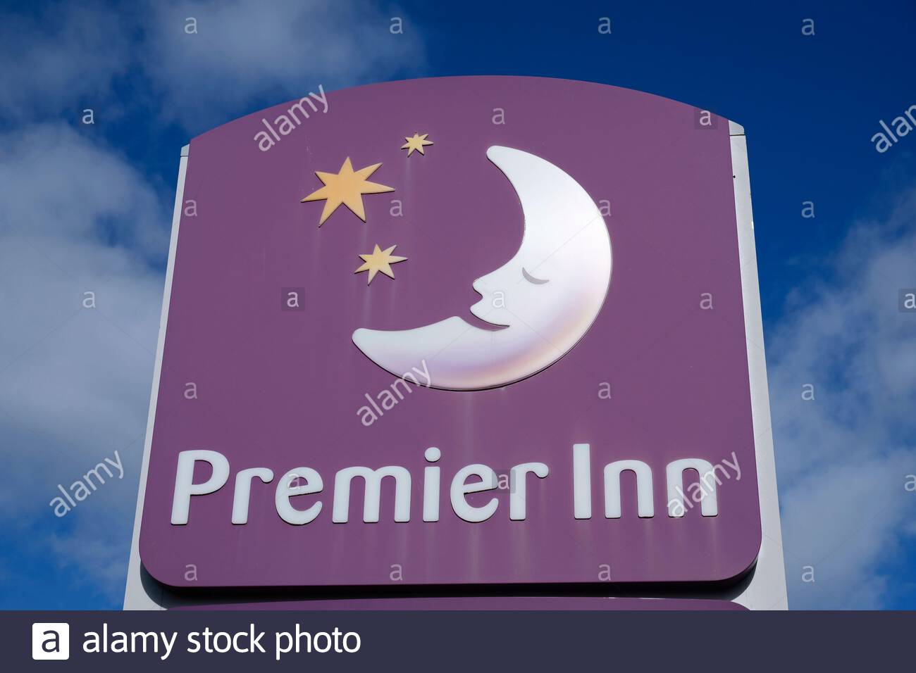 Premier Inn hotel sign Stock Photo - Alamy
