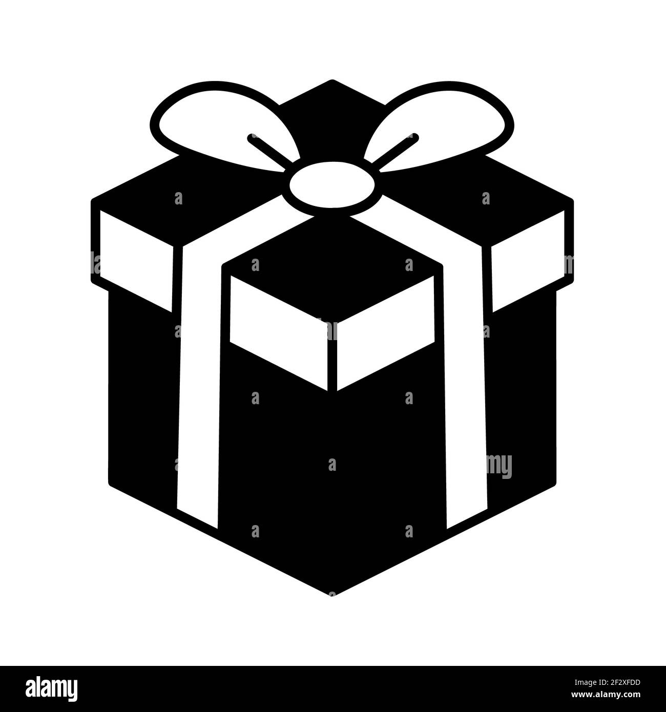 Gift box flat icon. Pictogram for web. Line stroke. Present isolated on ...