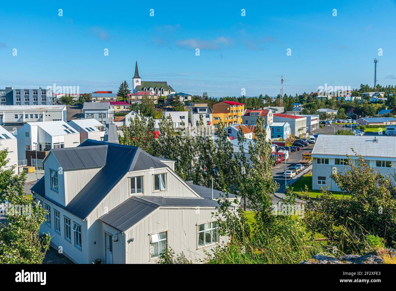 Aerial view of Borgarnes town on Iceland Stock Photo - Alamy