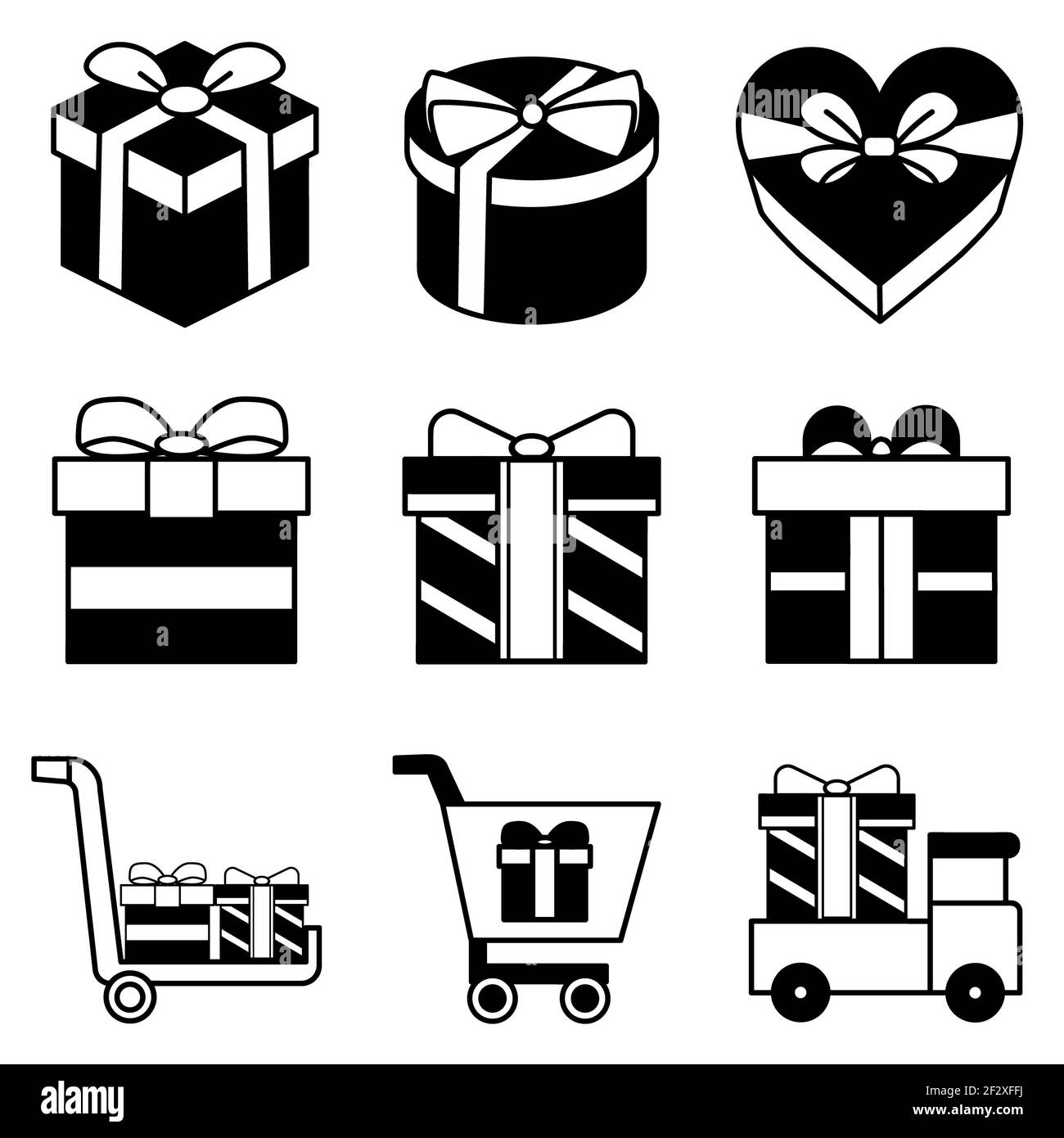 Set of gift box symbols. Pictogram for web. Line stroke. Present ...