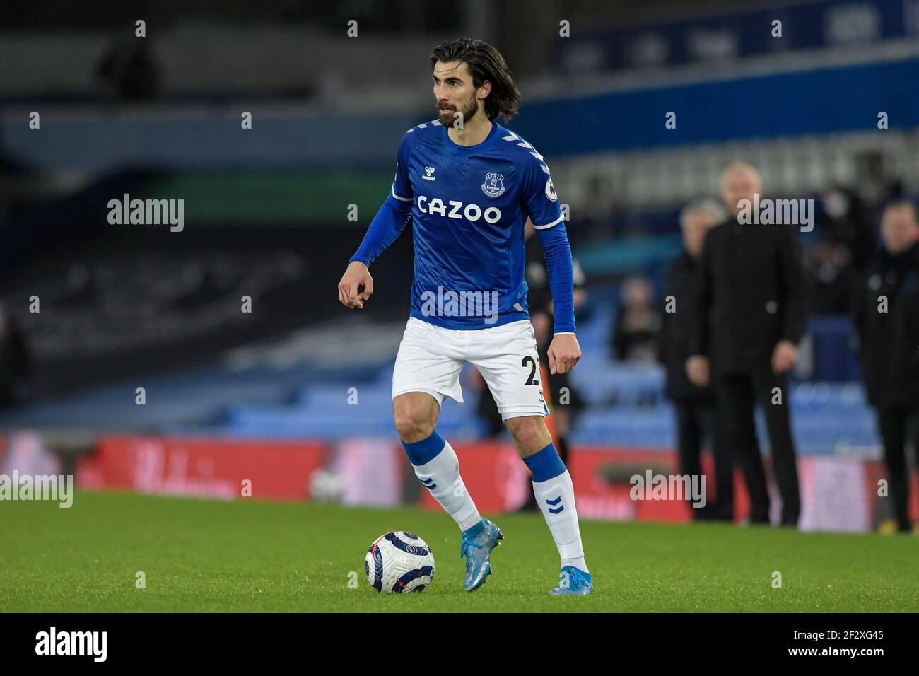 Liverpool, UK. 13th Mar, 2021. Andre Gomes #21 of Everton with the ball ...