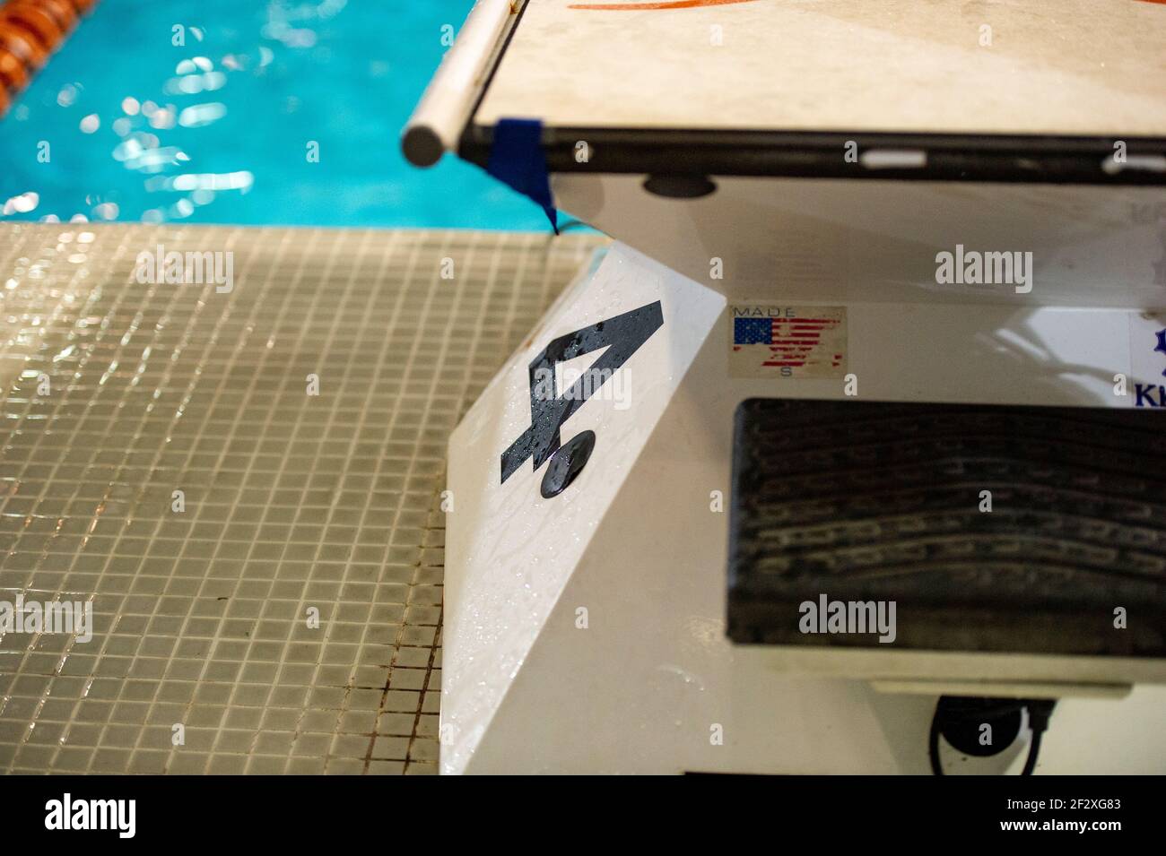 An electronic starting block at an Olympic pool Stock Photo - Alamy