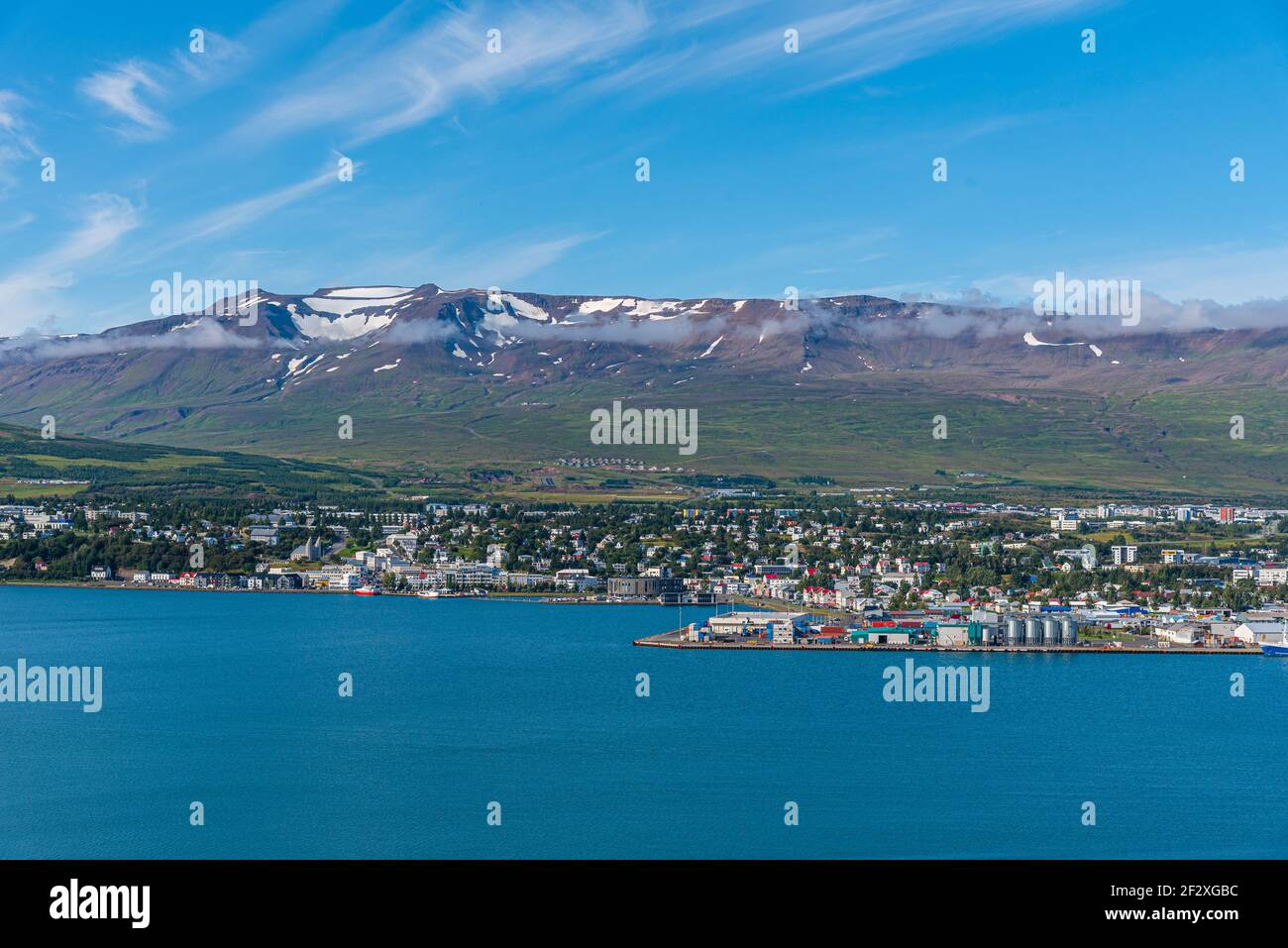 Aerial view of Icelandic town Akureyri Stock Photo - Alamy