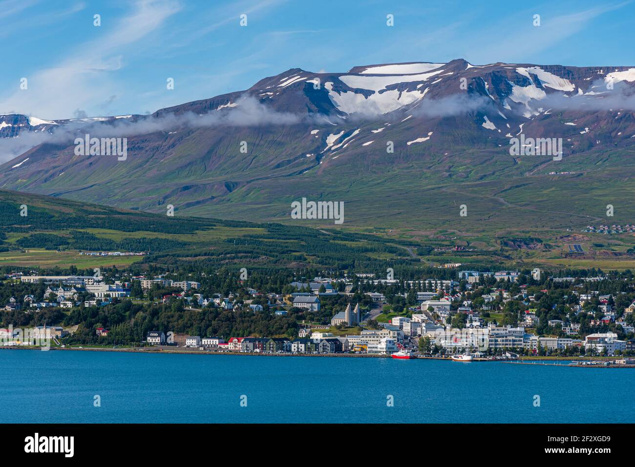 Aerial view of Icelandic town Akureyri Stock Photo - Alamy