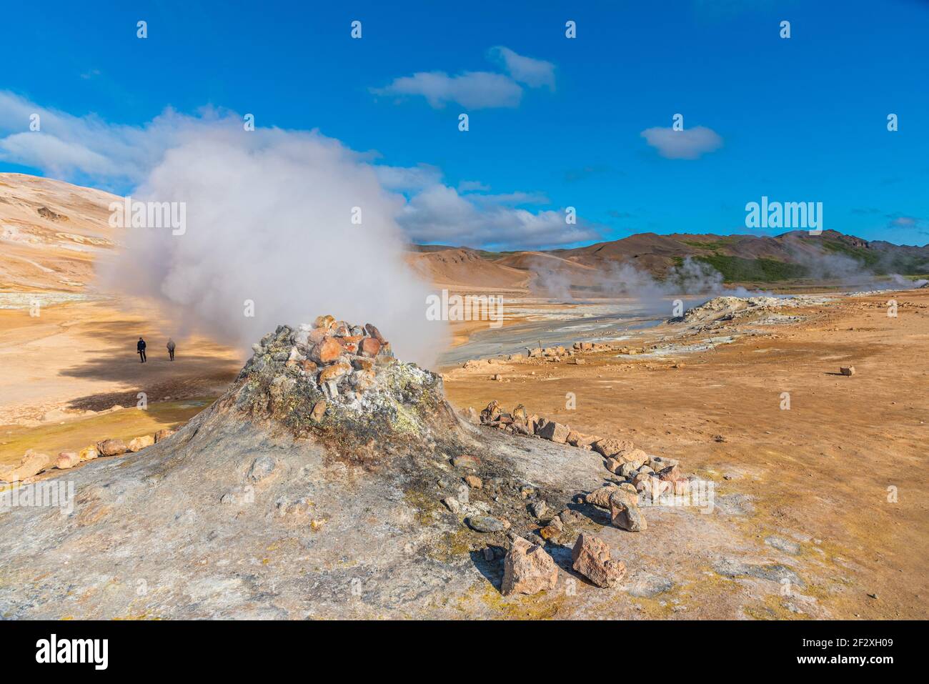 Fumaroles and mud pools at Hverir, Iceland Stock Photo - Alamy
