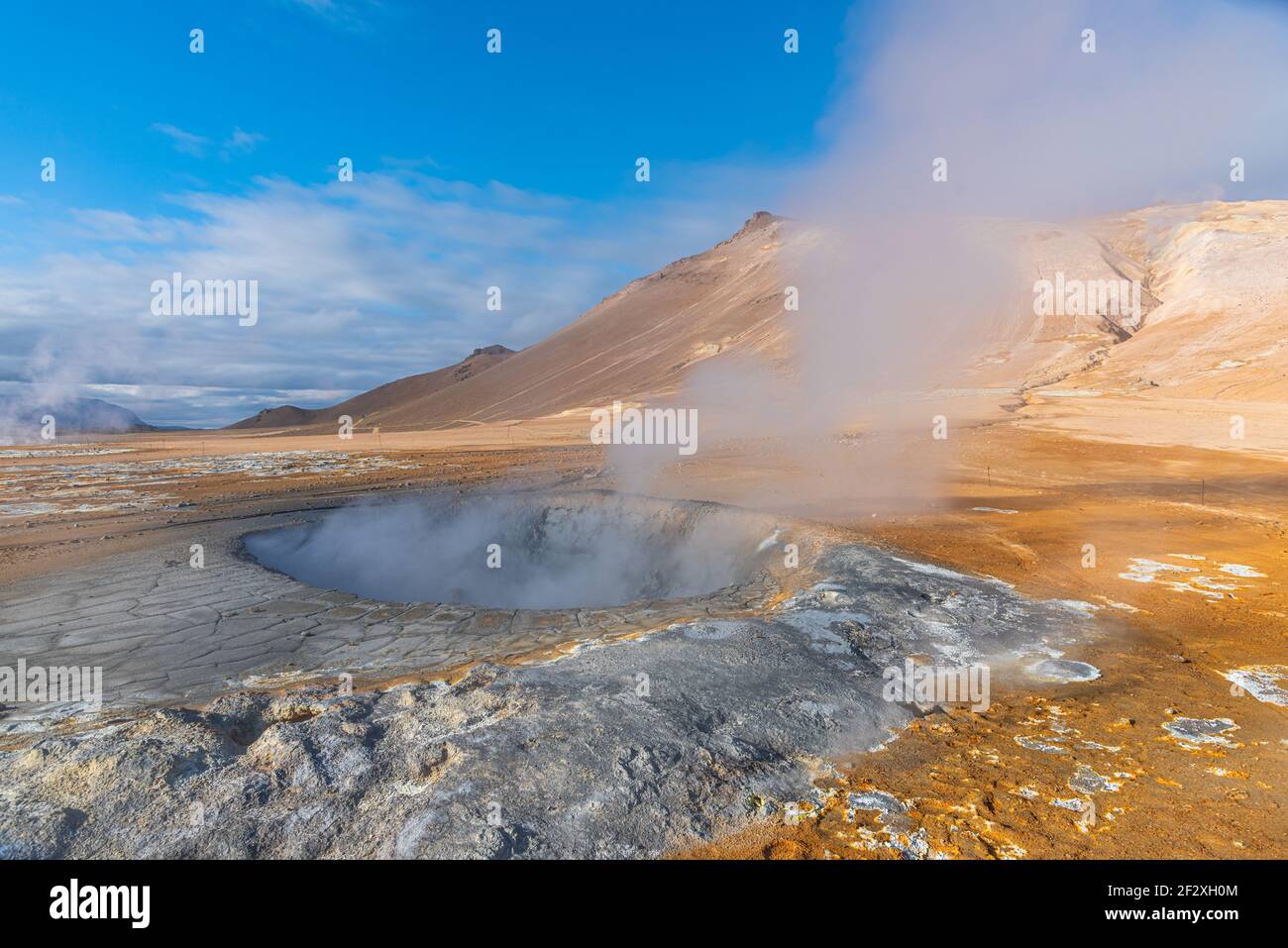 Fumaroles and mud pools at Hverir, Iceland Stock Photo - Alamy