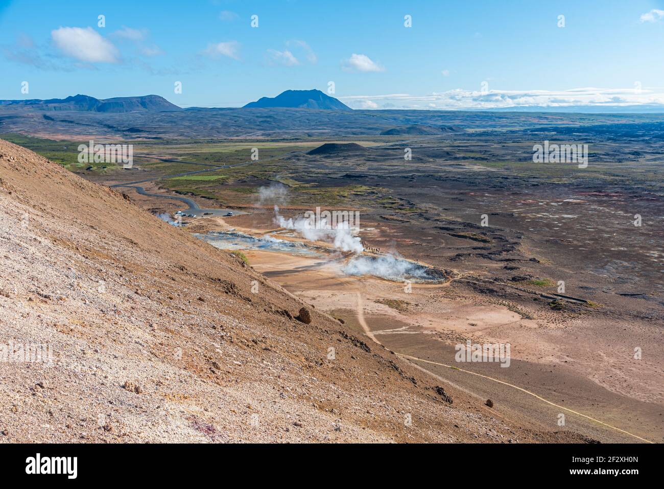 Fumaroles and mud pools at Hverir, Iceland Stock Photo - Alamy