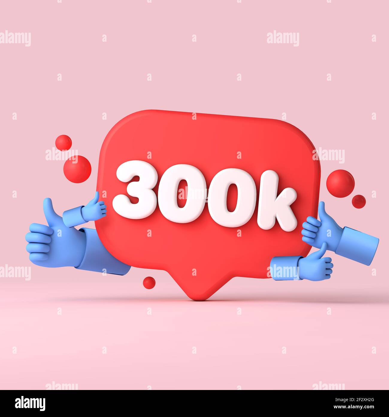300 thousand followers social media banner thumbs up. 3D Rendering ...