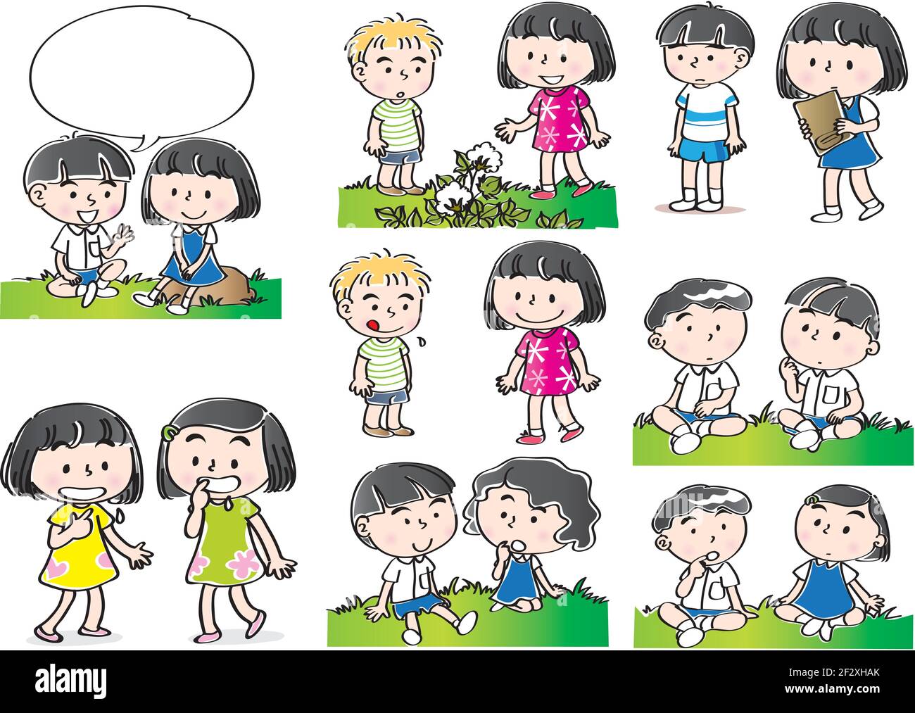 school children with blank speech bubble background Stock Vector Image ...