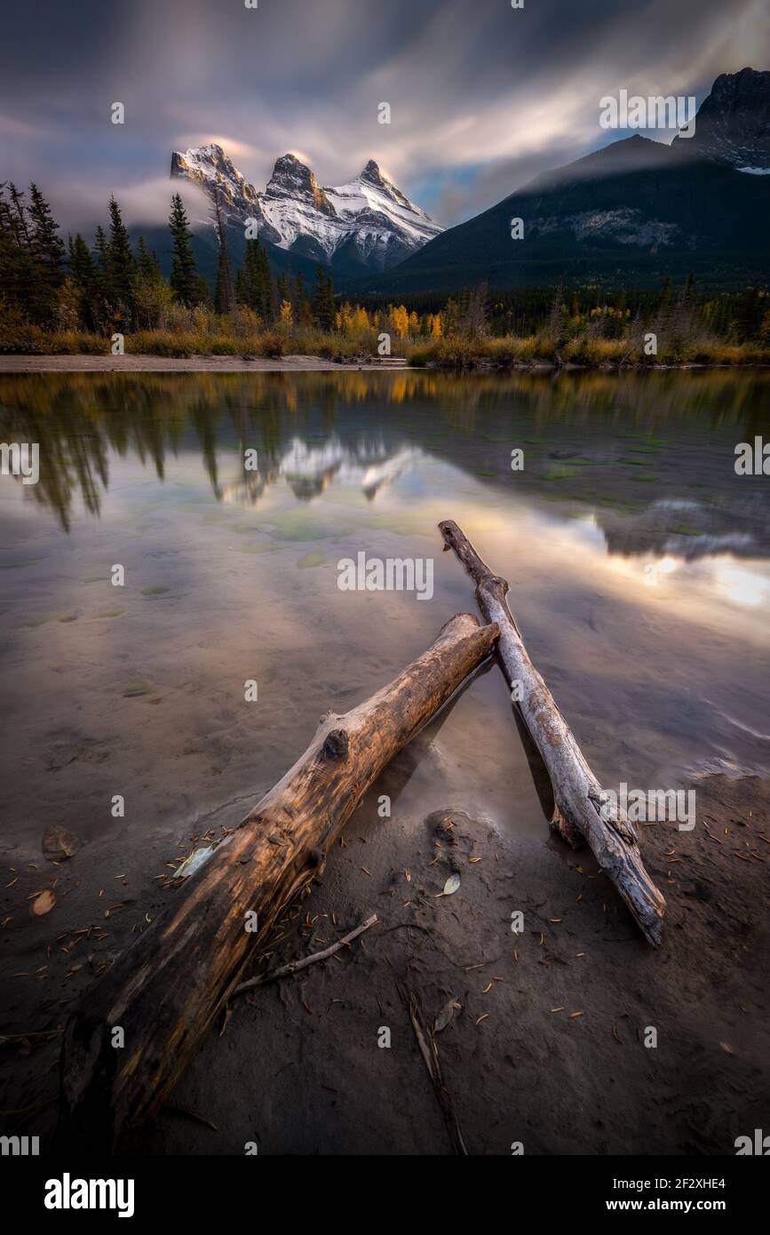 The iconic Three Sisters in Canmore, Alberta, Canada from Policeman's ...
