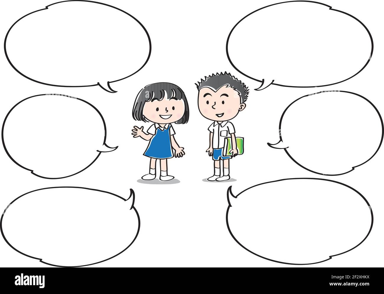 school kids talk with blank speech bubble set background Stock Vector ...