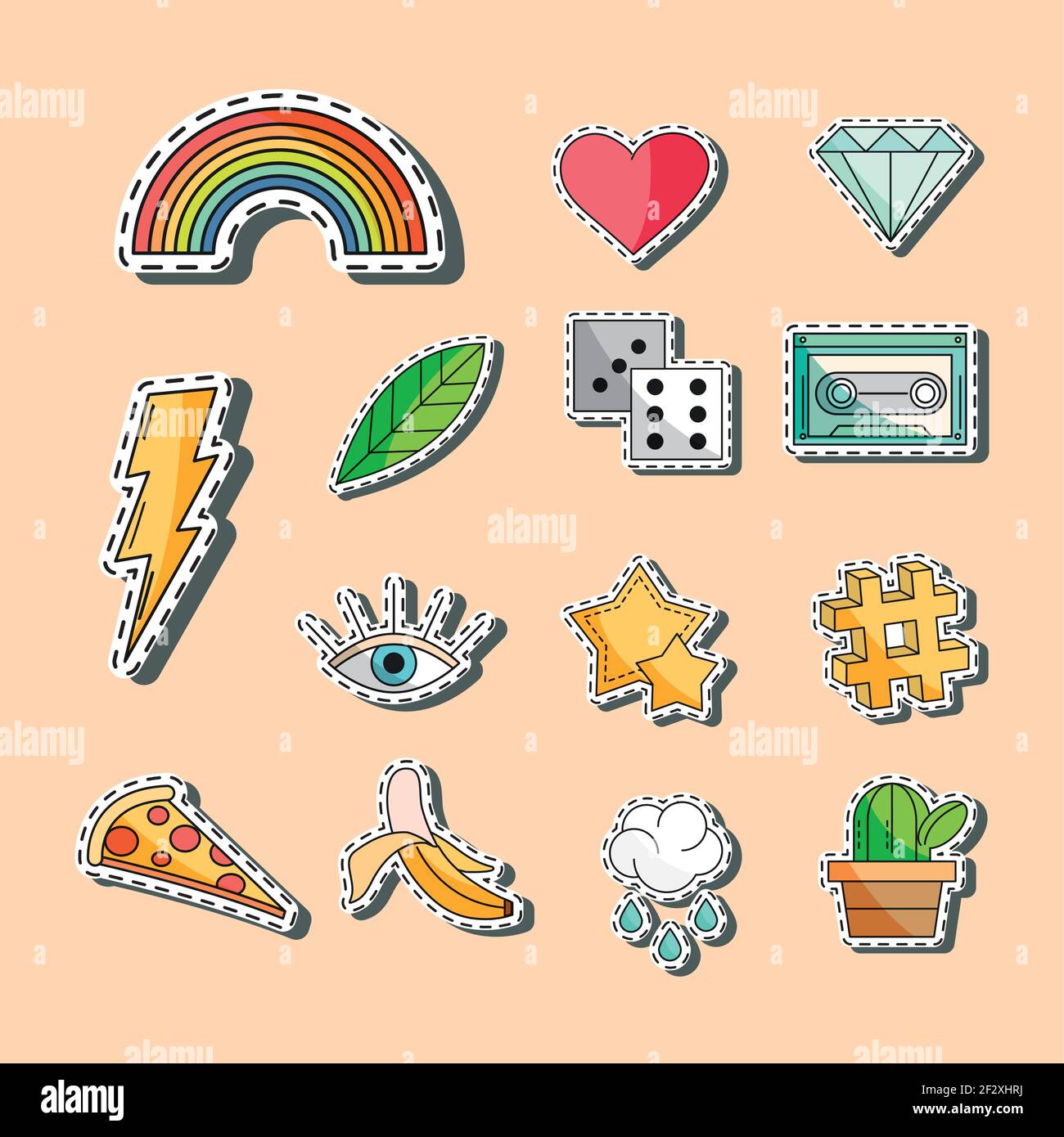 patches decoration retro icons collection Stock Vector Image & Art - Alamy