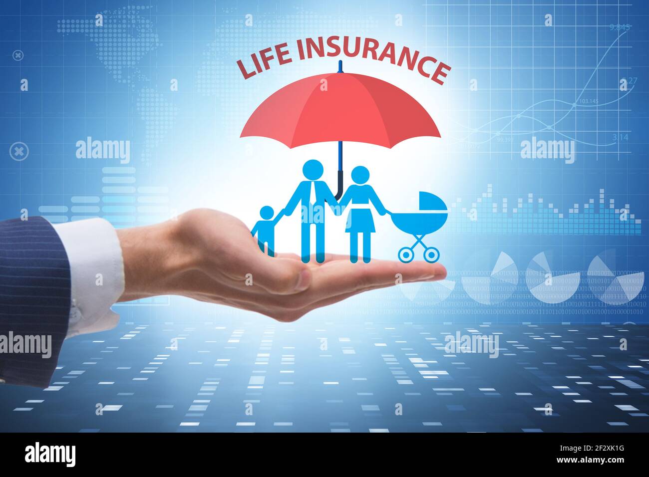 Life insurance concept with family under the umbrella Stock Photo - Alamy
