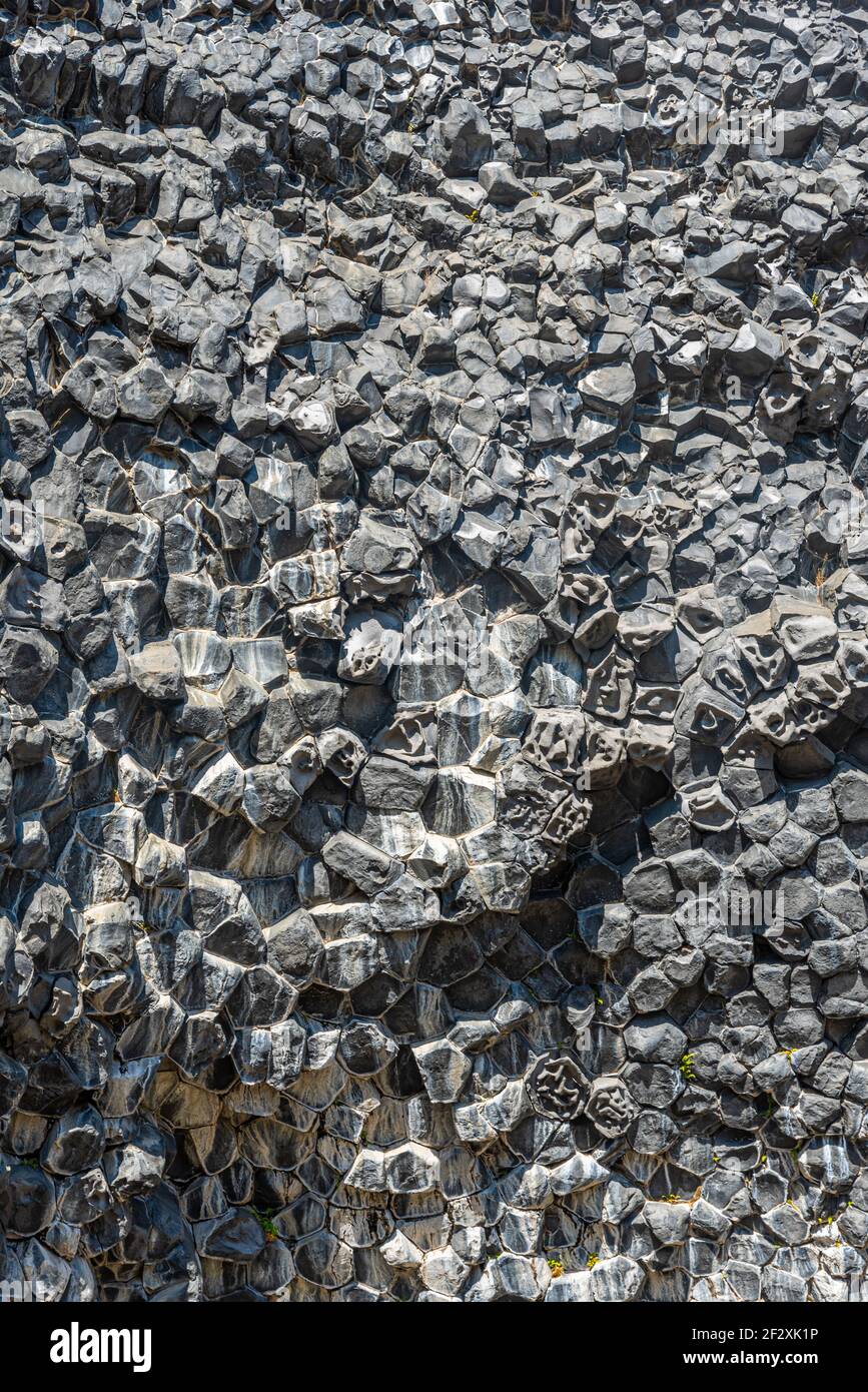 Detail of hexagonal basalt rocks at Hljodaklettar on Iceland Stock ...