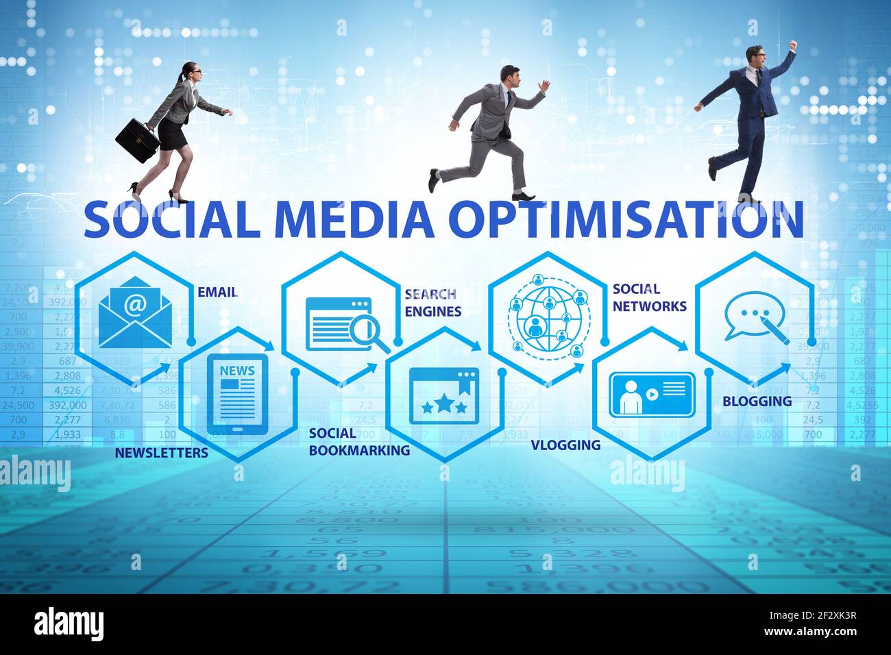 Social media optimisation concept with the business people Stock Photo ...
