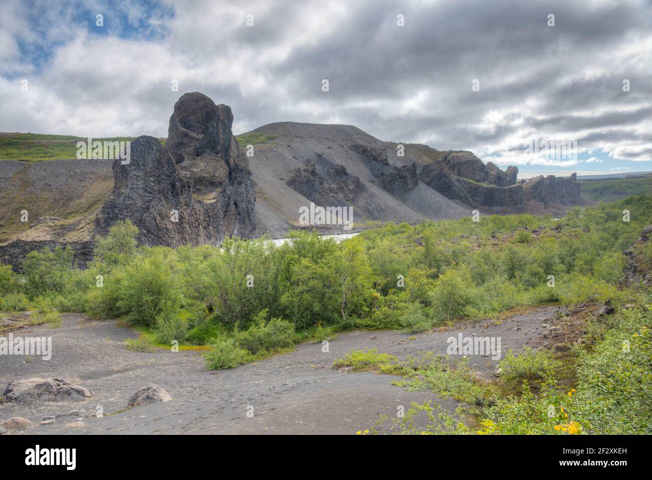 Hexagonal basalt rocks at Hljodaklettar on Iceland Stock Photo - Alamy