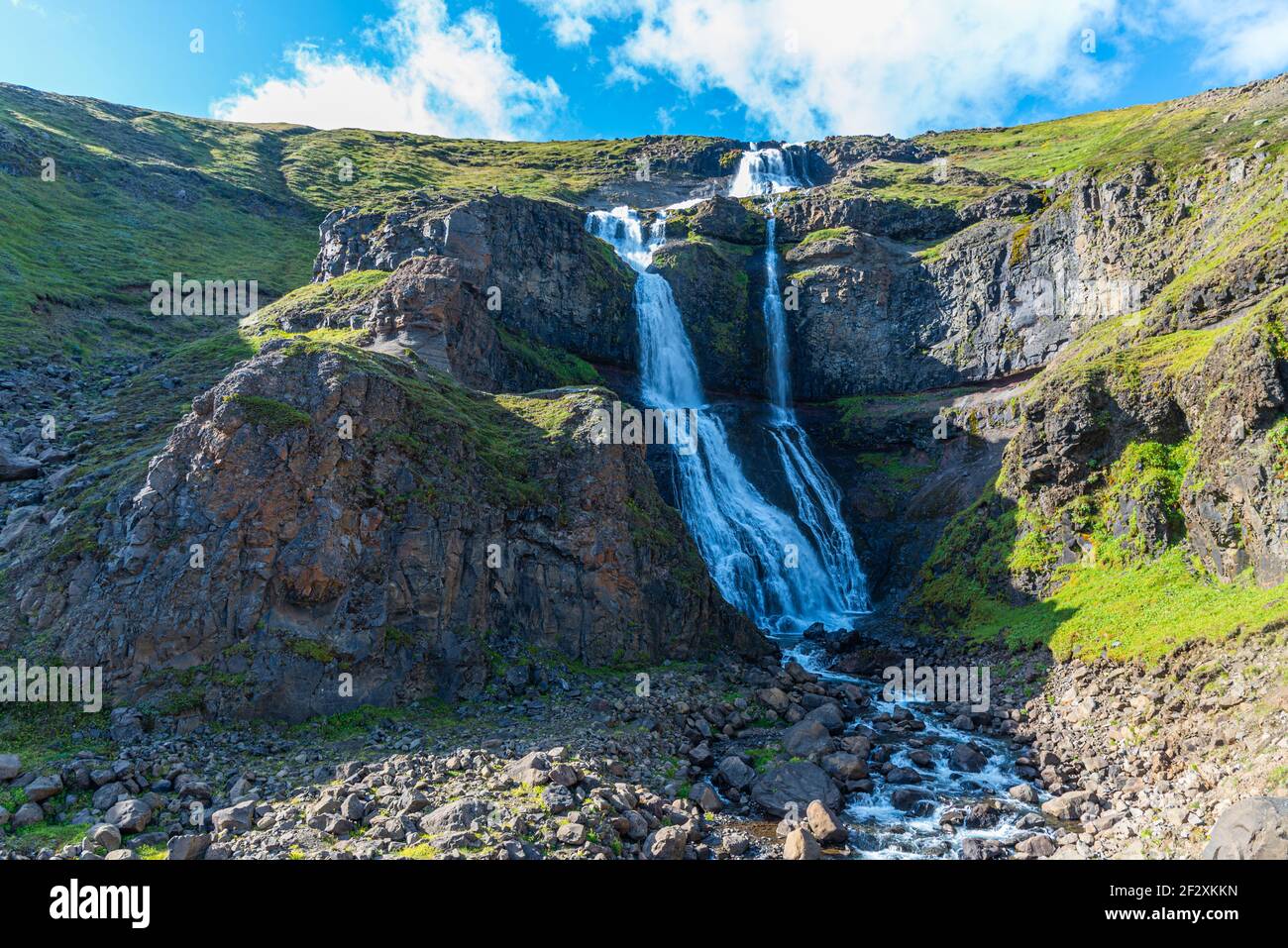 Rjukandi waterfall viewed during sunny day on Iceland Stock Photo - Alamy