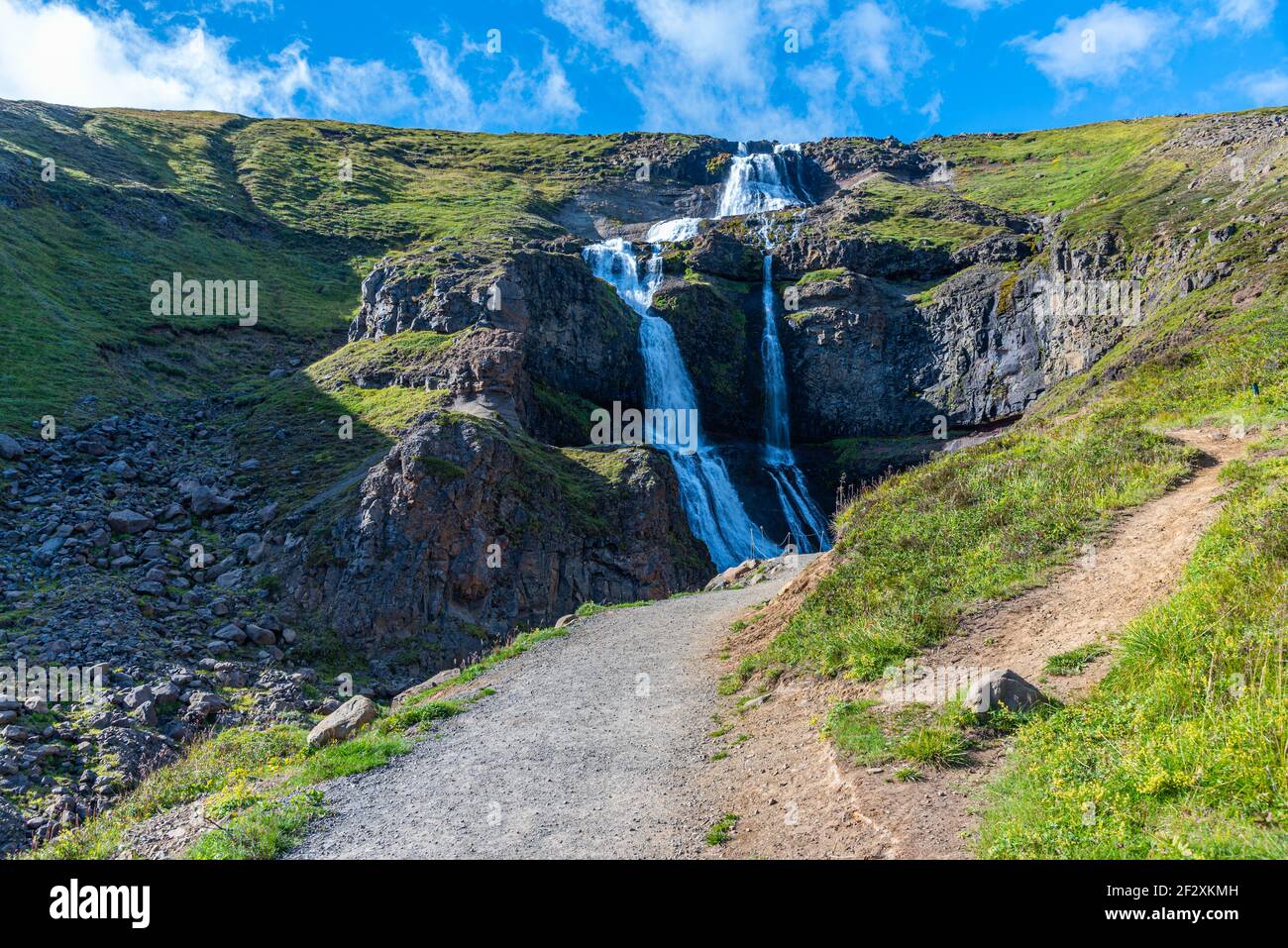 Rjukandi waterfall viewed during sunny day on Iceland Stock Photo - Alamy