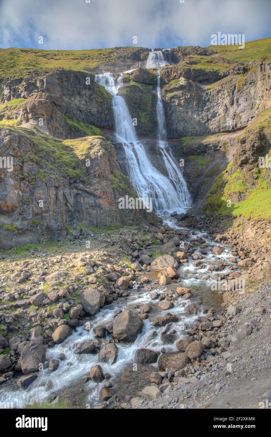 Rjukandi waterfall viewed during sunny day on Iceland Stock Photo - Alamy