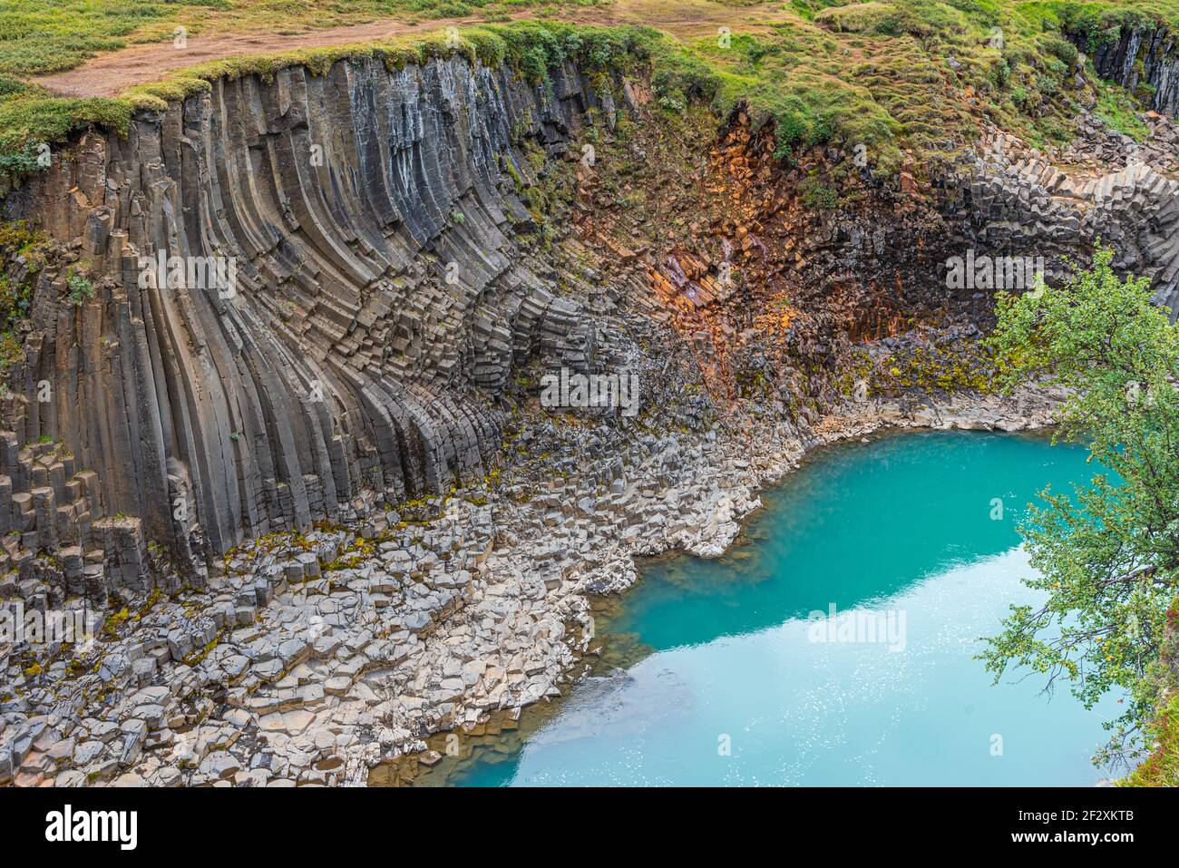 Hexagonal rocks at Studlagil canyon on Iceland Stock Photo - Alamy