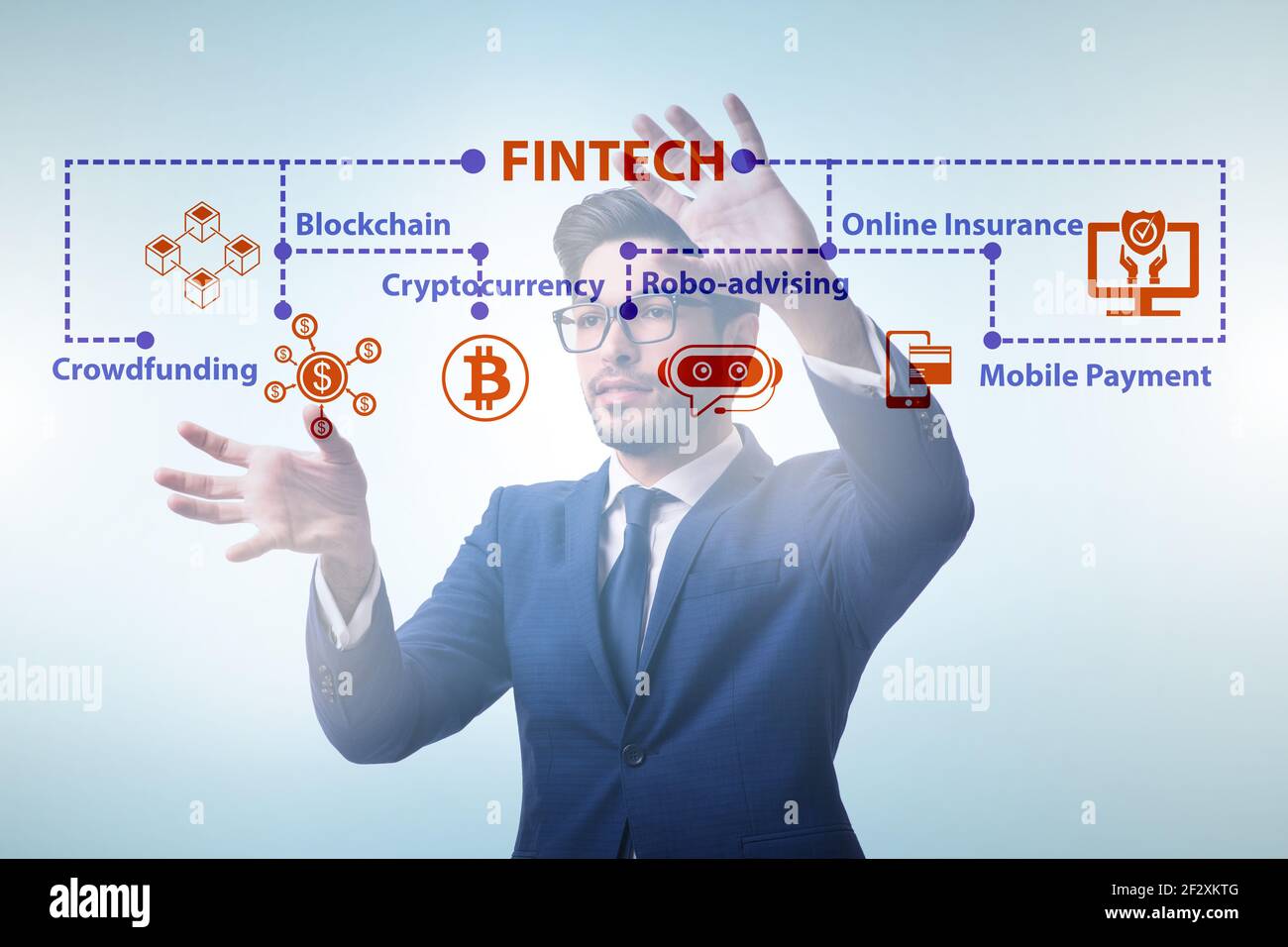 Businessman in the financial technology fintech concept Stock Photo - Alamy
