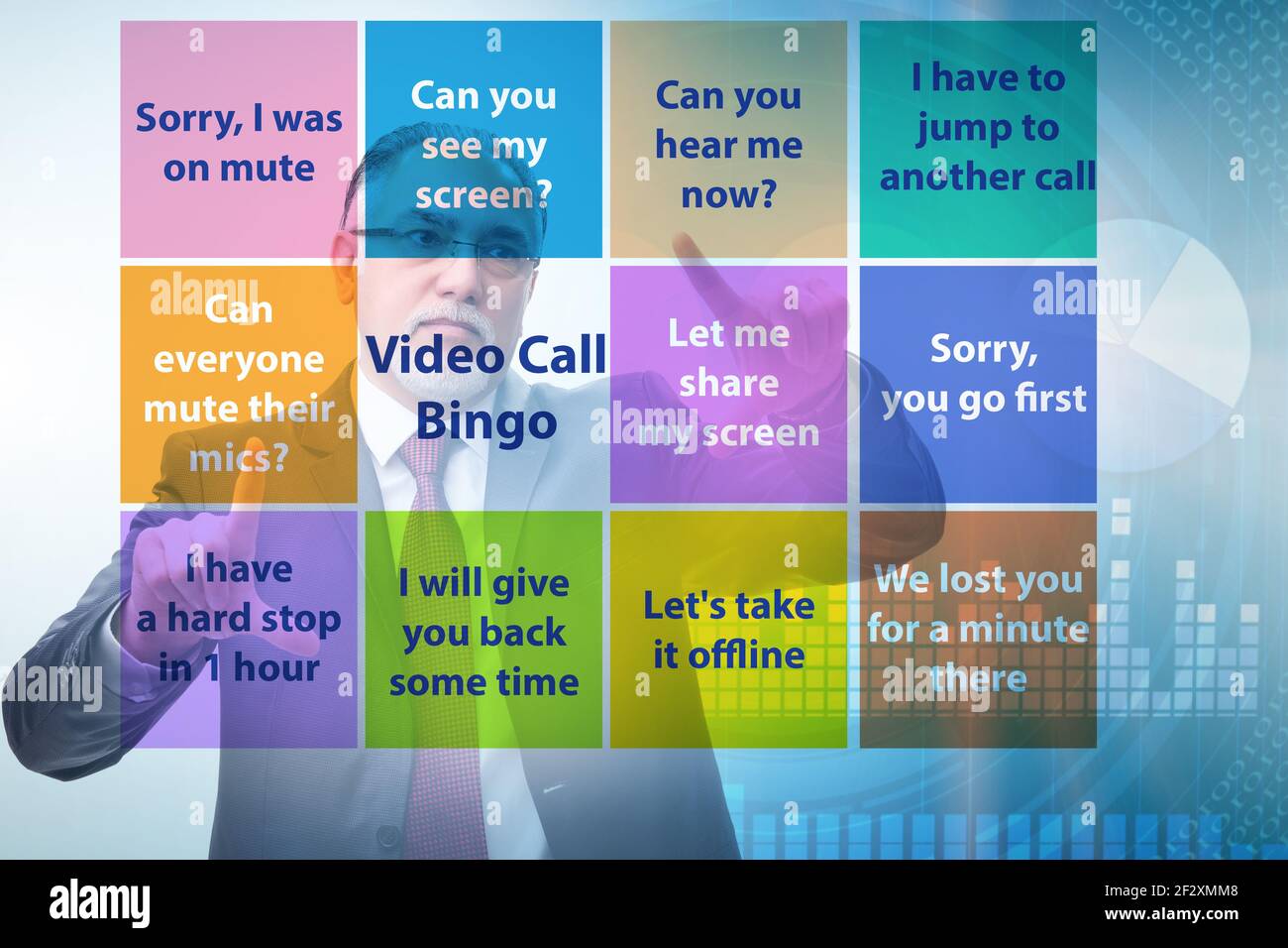 Funny concept with the video call bingo Stock Photo - Alamy
