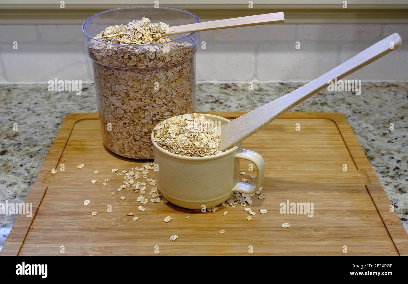 Dry Oatmeal in Containers Stock Photo - Alamy