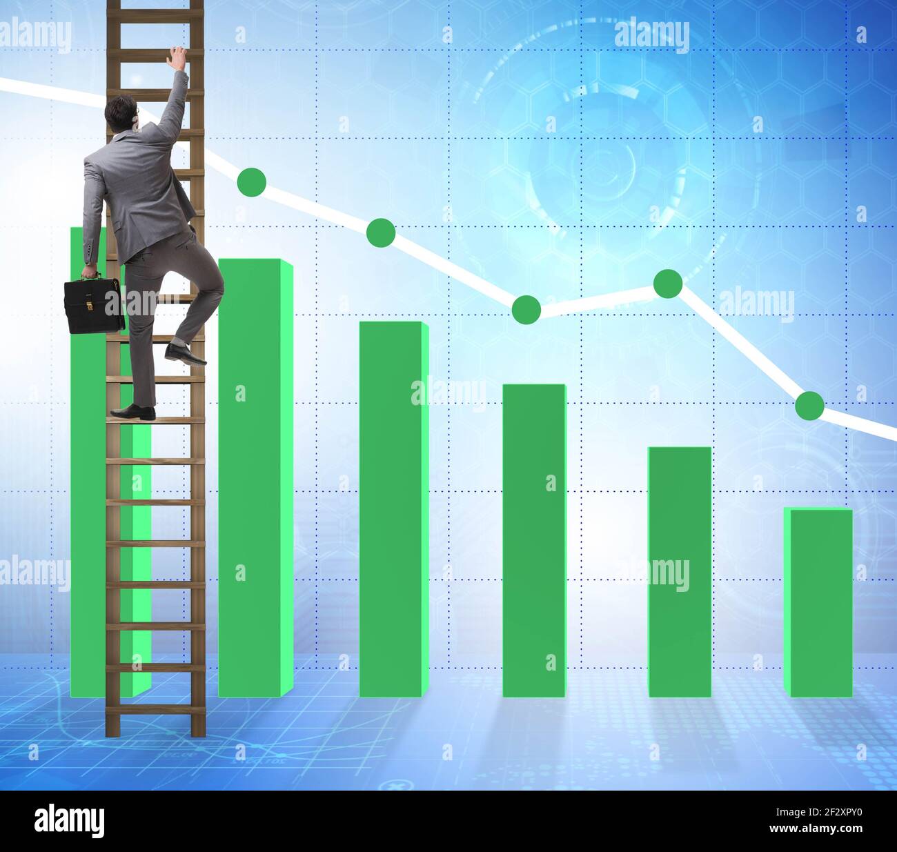 The businessman climbing towards growth in statistics Stock Photo - Alamy