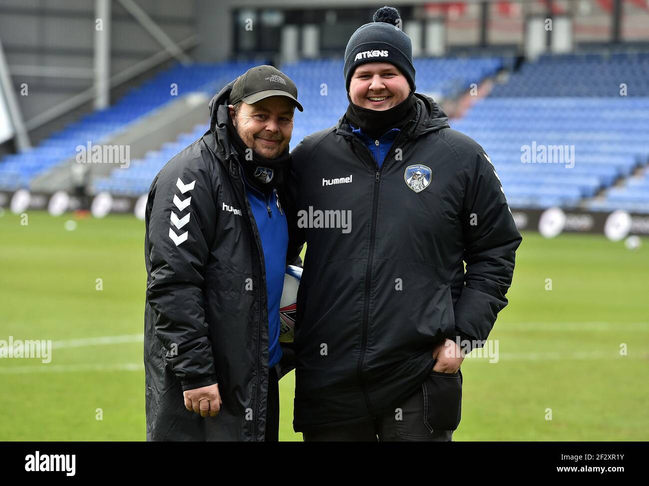 OLDHAM, UK. MARCH 13TH Dean Pickering Snr (OAFC Kitman) and Dean ...